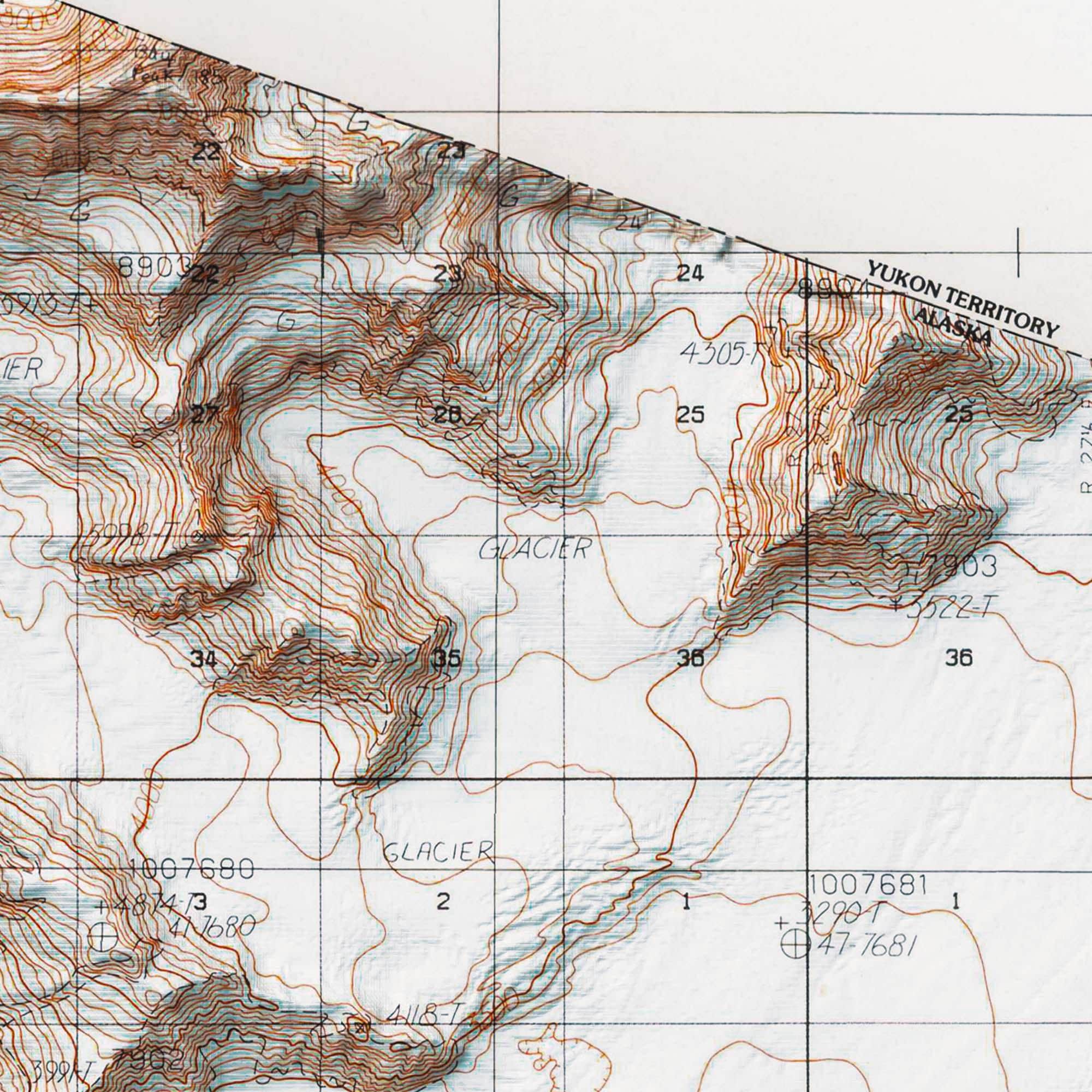 Mt Saint Elias (alaska, USA) Topographic Map of 1985 - 2D Poster Shaded ...