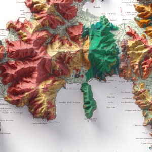 Elba Island (italy) Geological Map of 1884 - 2D Poster Shaded Relief ...