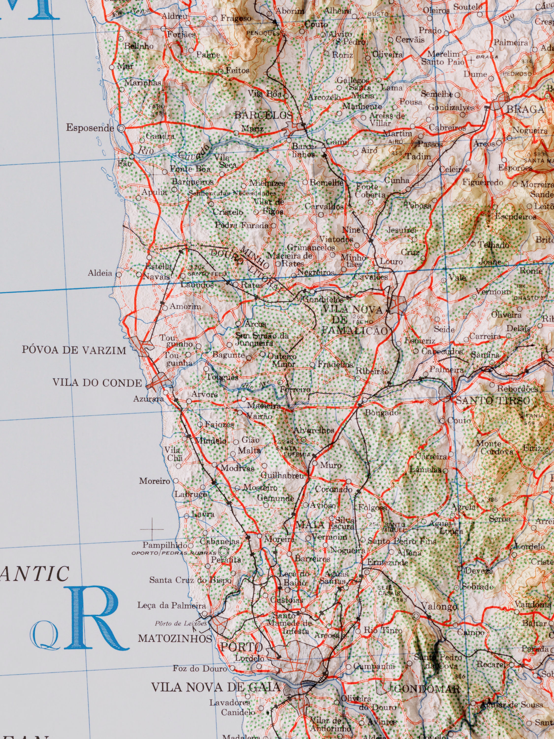 Porto portugal Topographic Map of 1944 2D Poster Shaded - Etsy