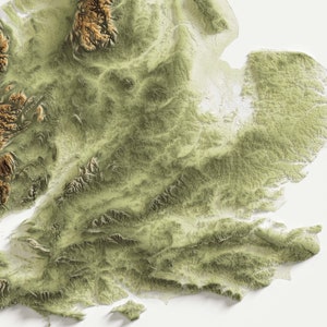 United Kingdom Elevation Map - Geo Edition - Modern Flat Shaded Relief ...