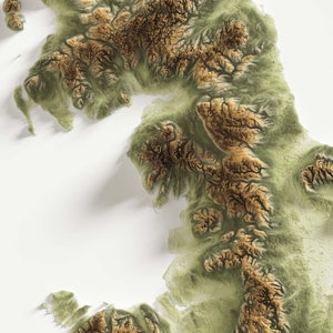 United Kingdom Elevation Map - Geo Edition - Modern Flat Shaded Relief ...