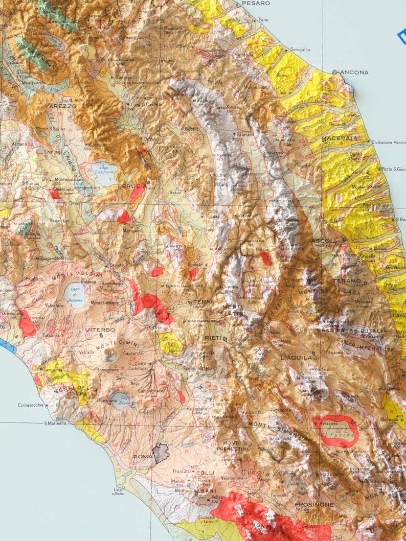 Italy Soil Map of 1966 2D Poster Shaded Relief Map Fine Art - Etsy