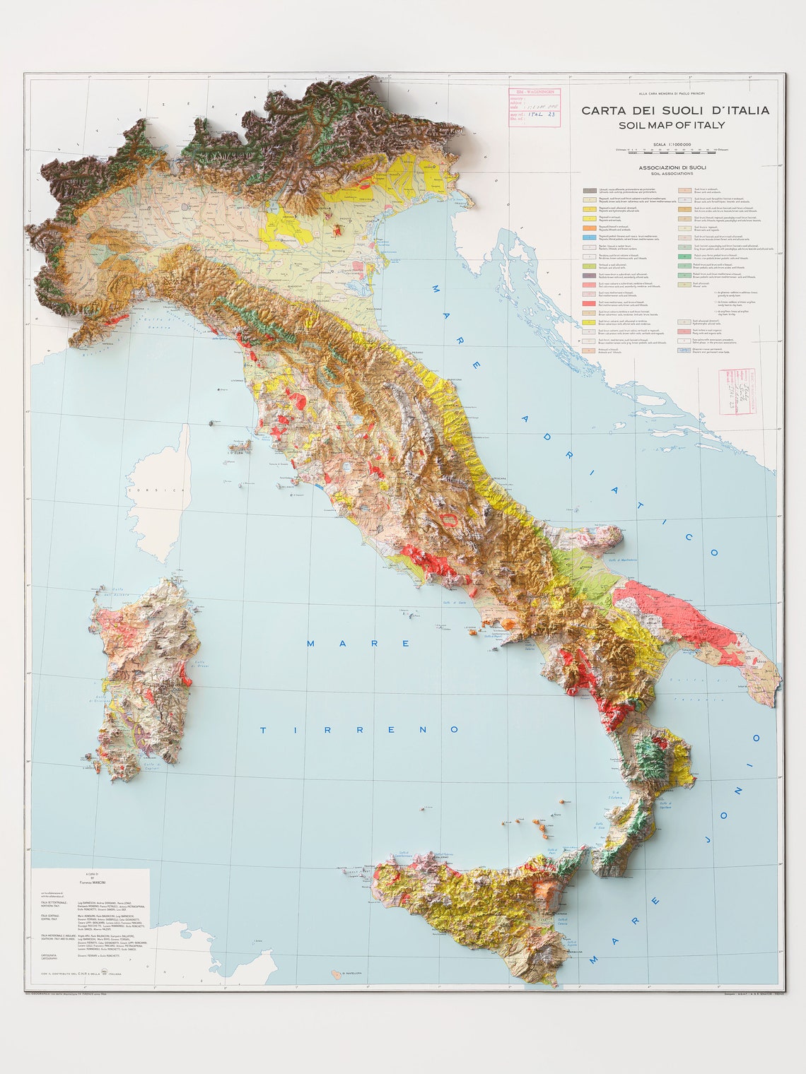 Italy Soil Map of 1966 2D Poster Shaded Relief Map Fine Art - Etsy