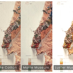 Iberian Peninsula Topographic Map of 1956 - 2D Poster Shaded Relief Map ...