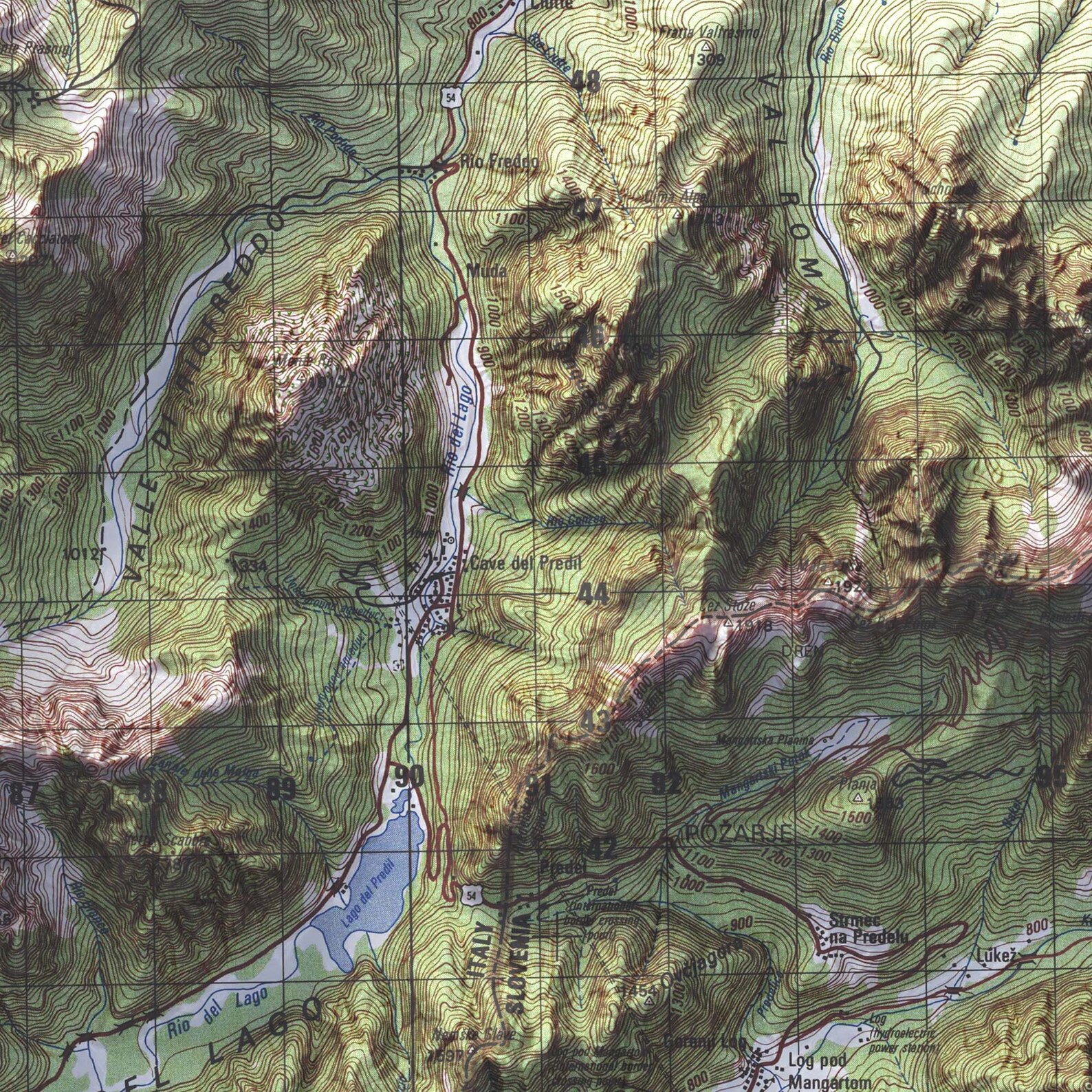 Bovec (slovenia) 1987 Topographic Map: Vintage Flat Shaded Relief Print ...