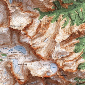 Mt Whitney (california, USA) Topographic Map of 1960 - 2D Poster Shaded ...