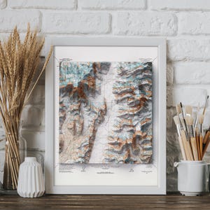 Mt Foraker (alaska, USA) Topographic Map of 1963 - 2D Poster Shaded ...