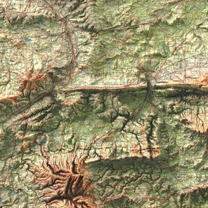 Surrey (england, UK) Topographic Map of 1942 - 2D Poster Shaded Relief ...