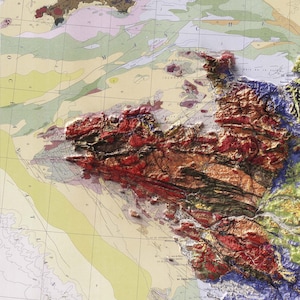 France Geological Map of 1980 - 2D Poster Shaded Relief Map, Fine Art ...