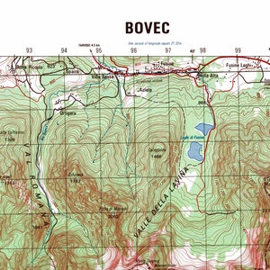 Bovec (slovenia), Topographic Map 1987 - Vintage Reprint Poster, Wall ...