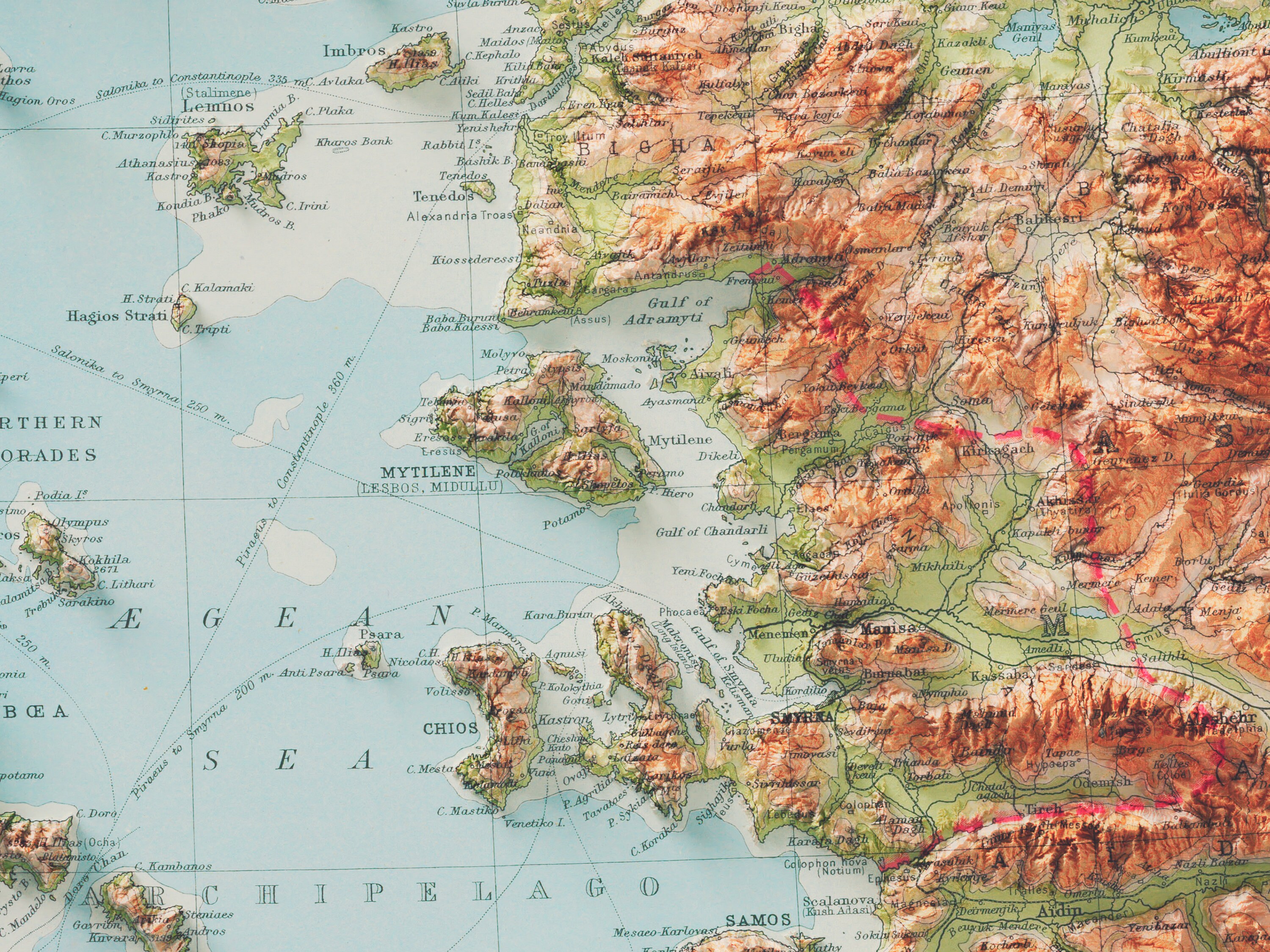 Greece Topographic Map 1922 Shaded Relief Map Fine Art - Etsy Hong Kong