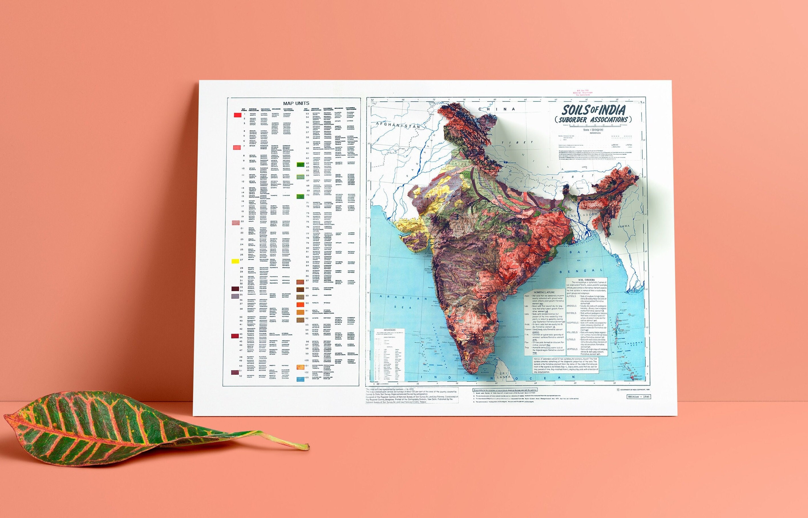India Soil Map of 1985 2D Poster Shaded Relief Map Fine Art - Etsy