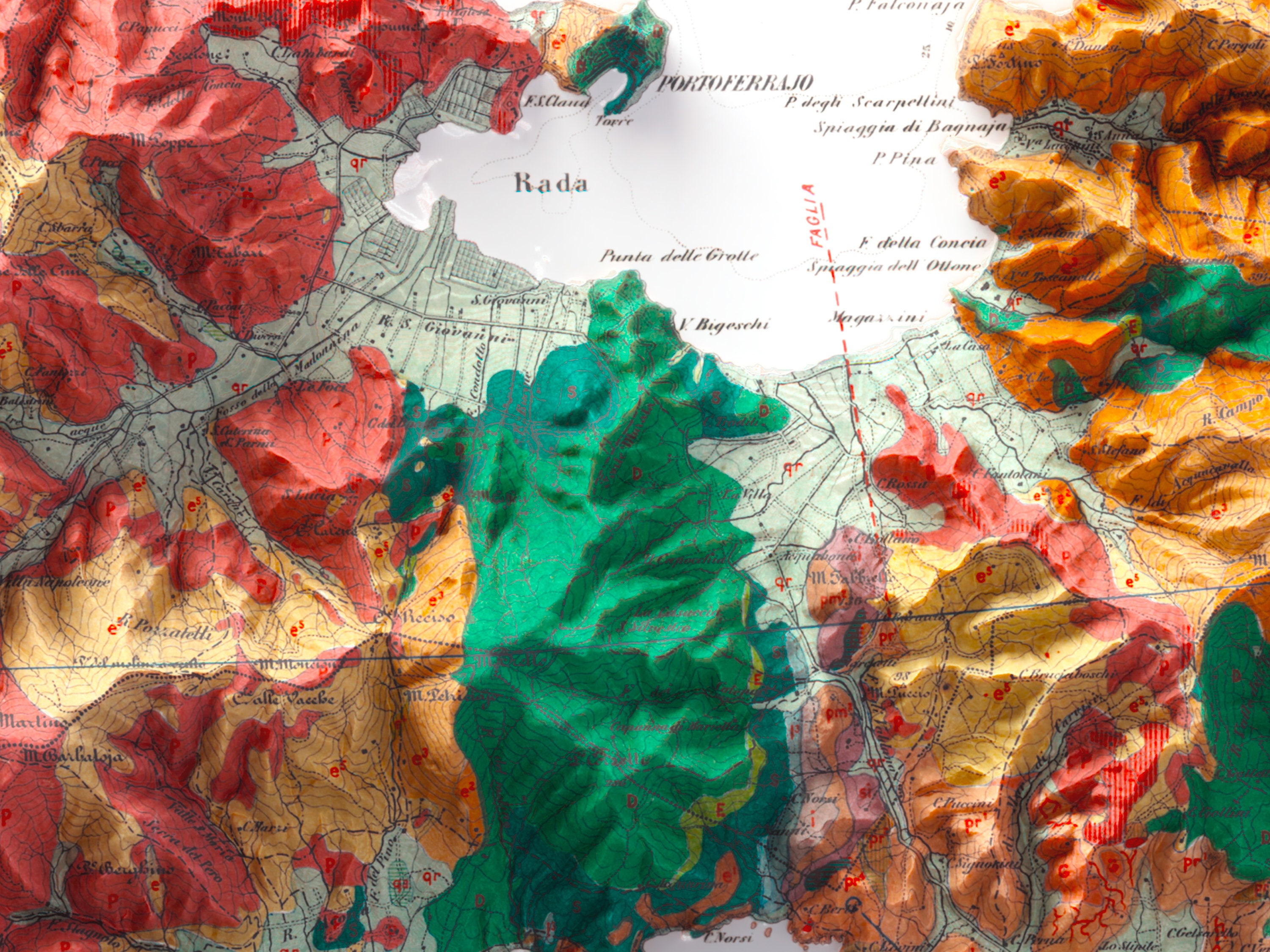 Elba Island italy Geological Map of 1884 2D Poster Shaded - Etsy