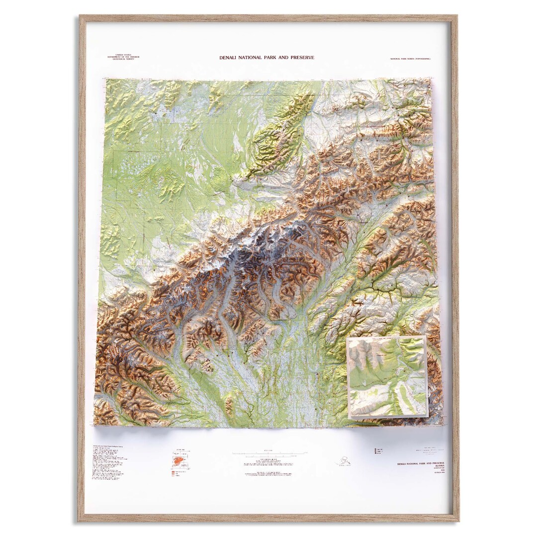 Denali National Park (alaska, USA) Topographic Map of 1986 - 2D Poster ...