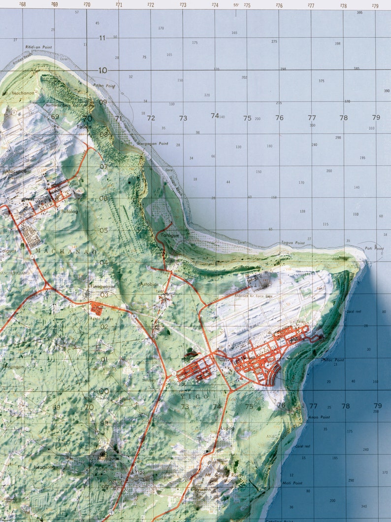 Guam mariana Islands USA Topographic Map of 1965 2D - Etsy