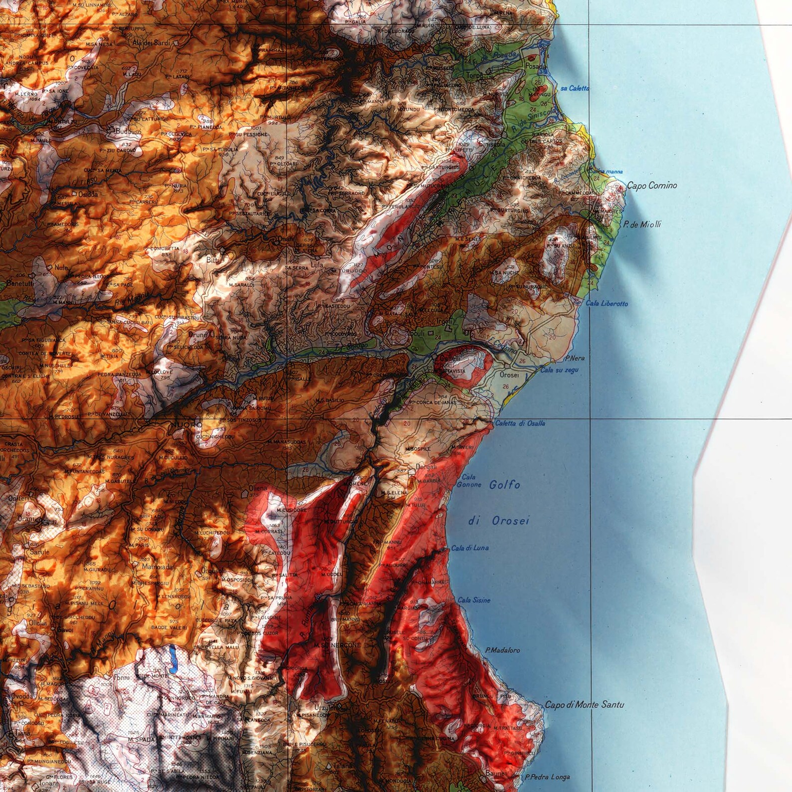 Sardinia (italy) 1960 Soil Map: Vintage Flat Shaded Relief Print Art - Etsy