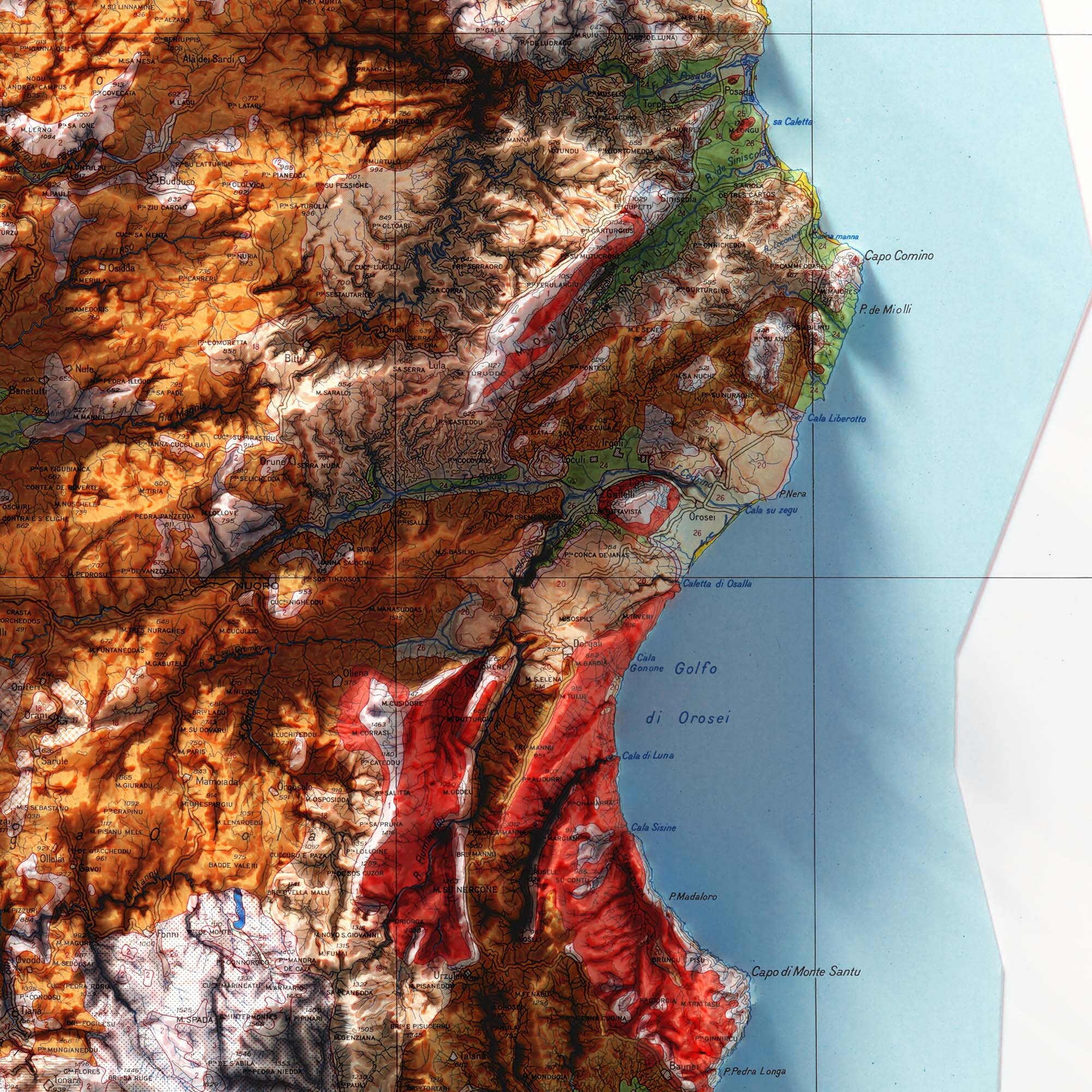Sardinia (italy) 1960 Soil Map: Vintage Flat Shaded Relief Print Art - Etsy