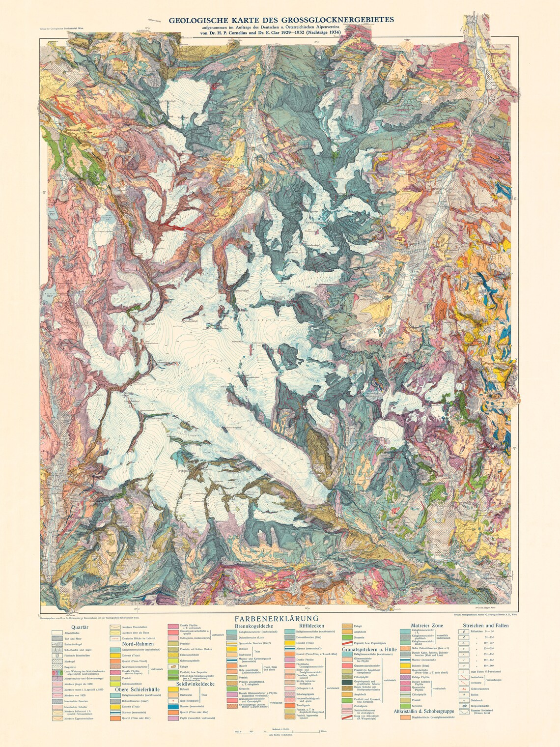 1939 Grossglockner austria Map High Quality Vintage Reprinted Poster ...