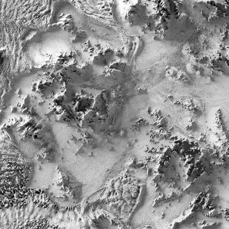 Namib Desert, Namibia Elevation Map white 2D Poster Shaded Relief Map ...