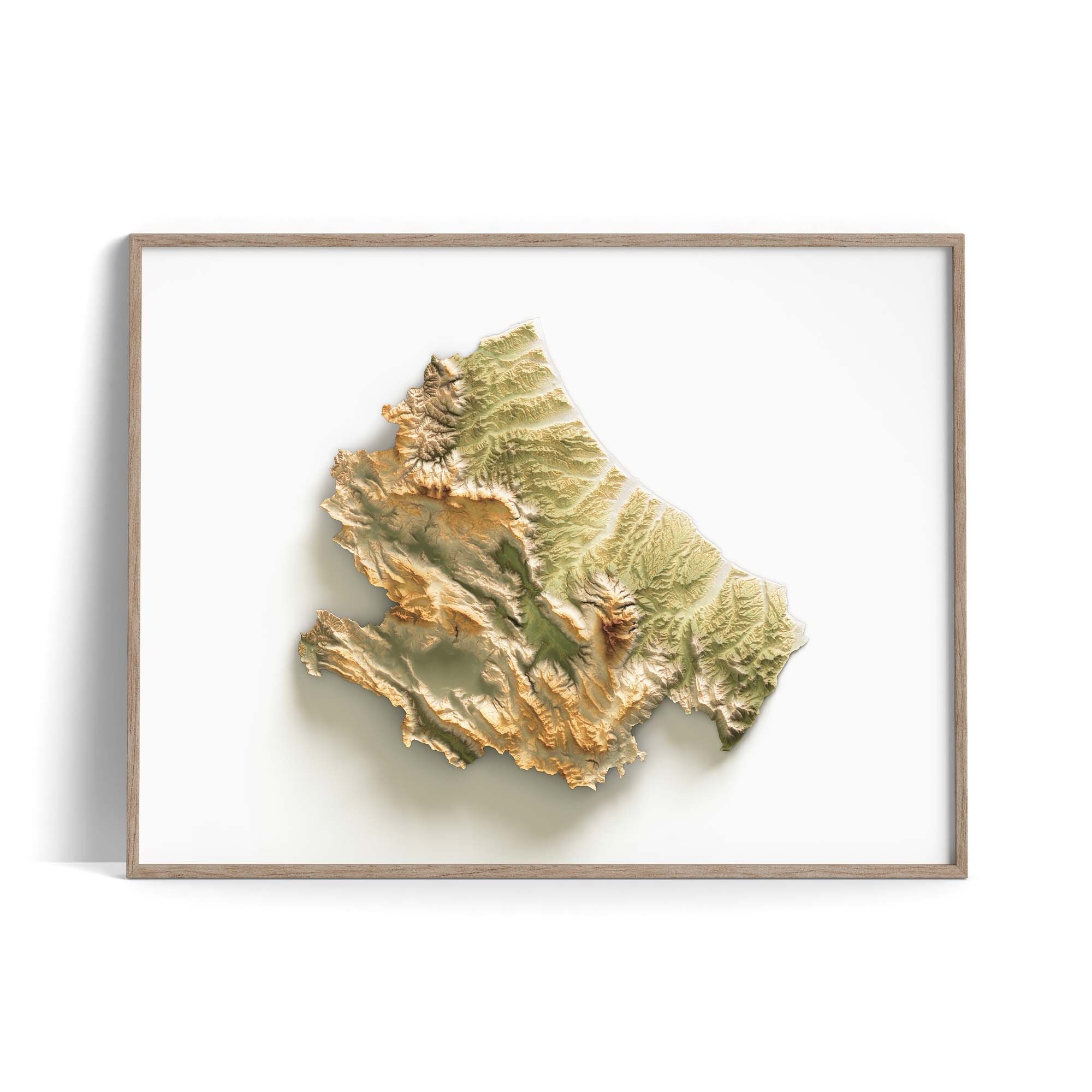 Abruzzo, Italy Elevation Map geo 2D Poster Shaded Relief Map, Fine Art ...