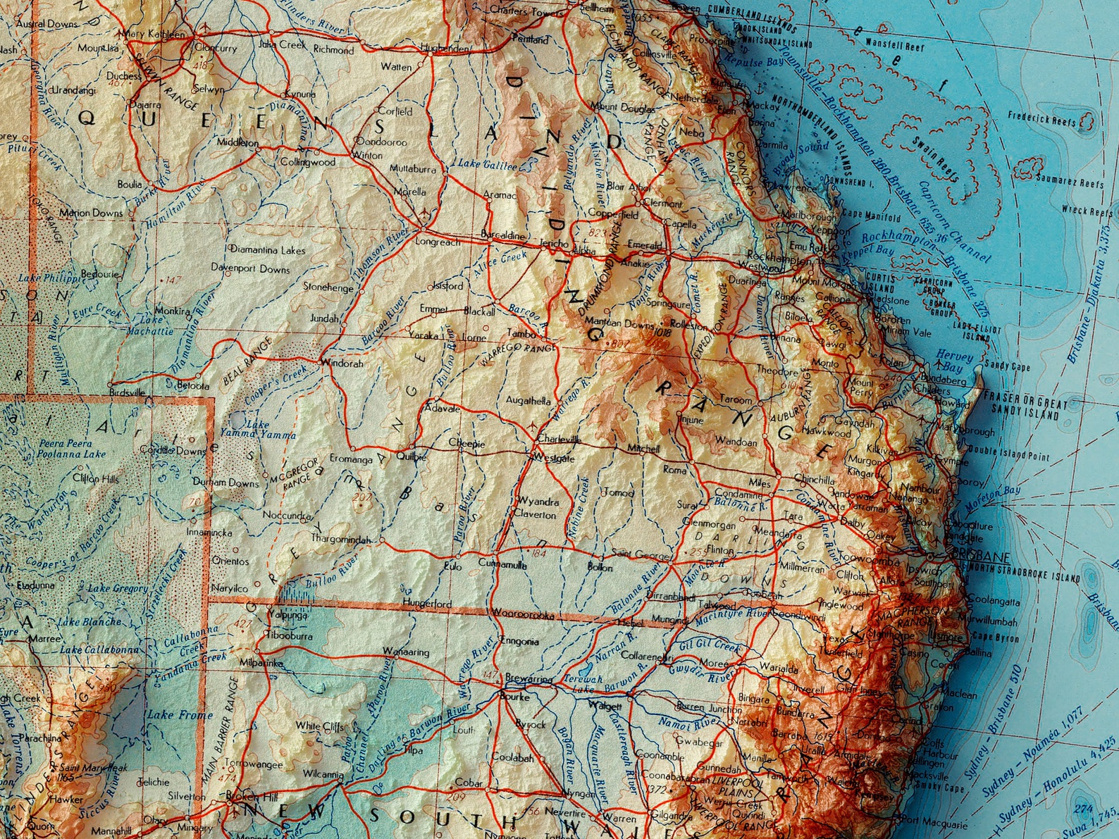 Australia Topographic Map of 1967 2D Poster Shaded Relief - Etsy UK