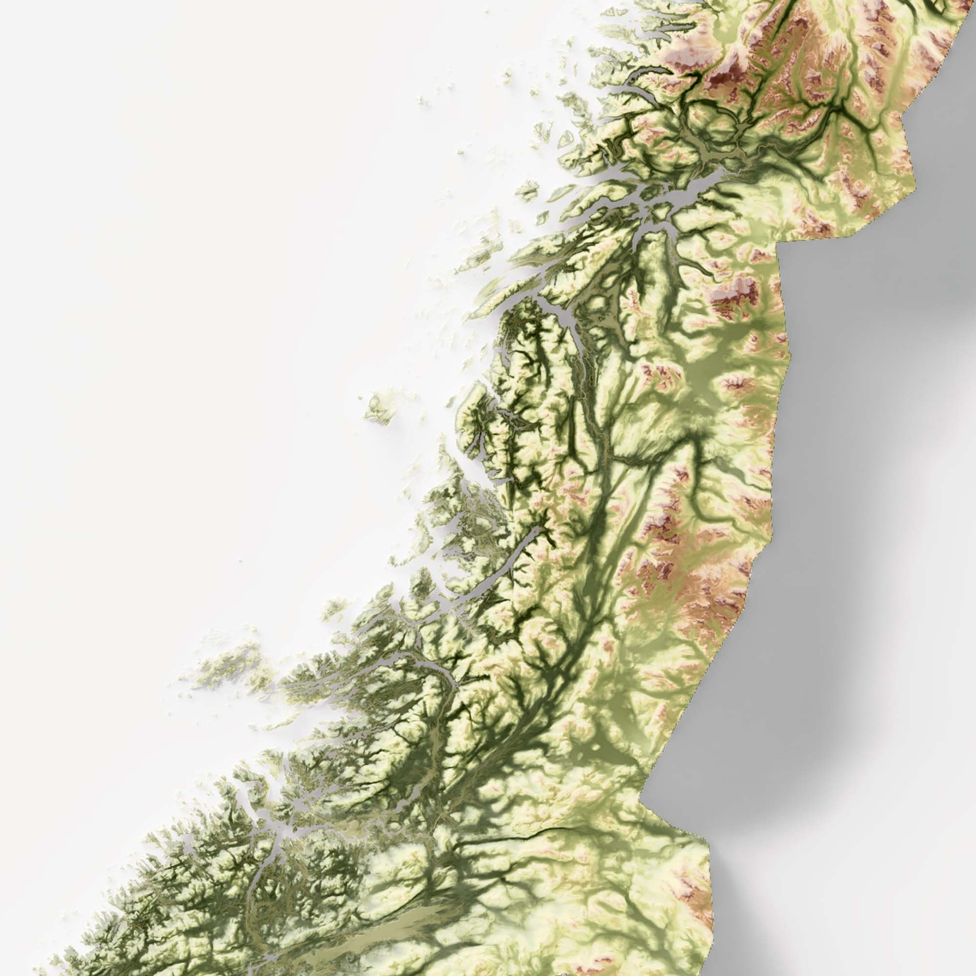 Norway Elevation Map - Geo Edition - Modern Flat Shaded Relief Print ...