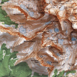 Mt Whitney (california, USA) Topographic Map of 1960 - 2D Poster Shaded ...