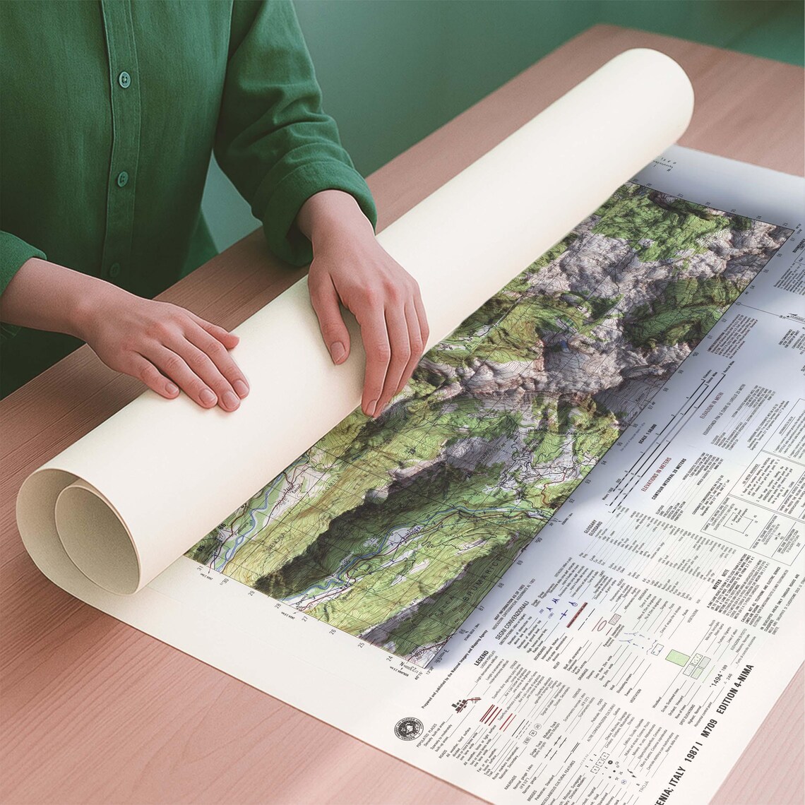 Bovec (slovenia) 1987 Topographic Map: Vintage Flat Shaded Relief Print ...