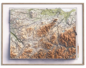 Dolomites italy Topographic Map of 1904 2D Poster Shaded Relief Map ...