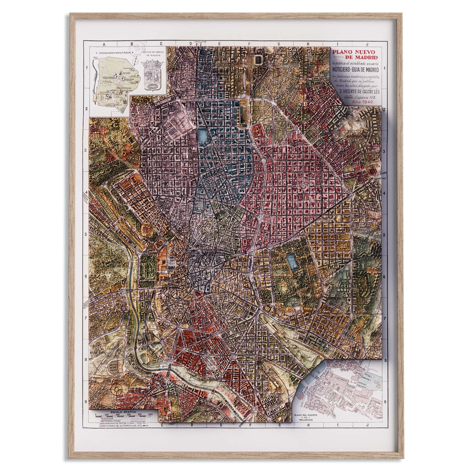 Madrid (spain) 1940 City Map: Vintage Flat Shaded Relief Print Art - Etsy