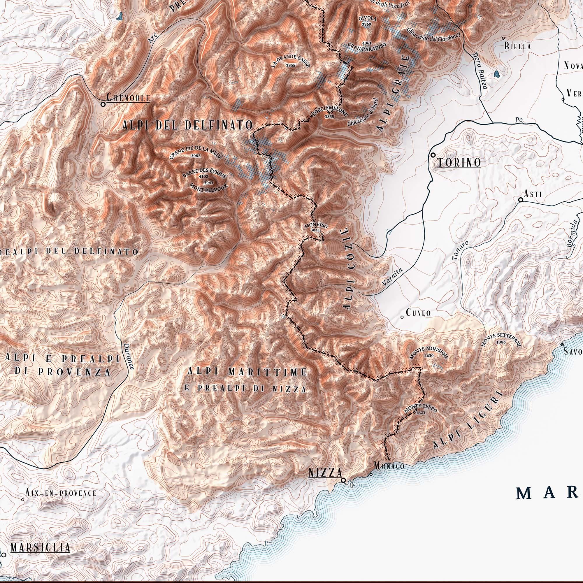 Alps 2025 Topographic Map: Modern Flat Shaded Relief Print Art - Etsy