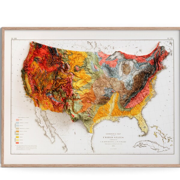 Geologic Map United States - Etsy