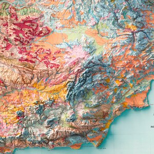 Spanish Peninsula and Baleares spain Soil Map of 1966 2D Poster Shaded ...