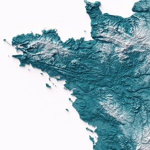 France Elevation Tint Irid Shaded Relief Map Fine Art - Etsy