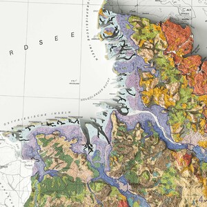 Germany Soil Map of 1995 - 2D Poster Shaded Relief Map, Fine Art Wall ...