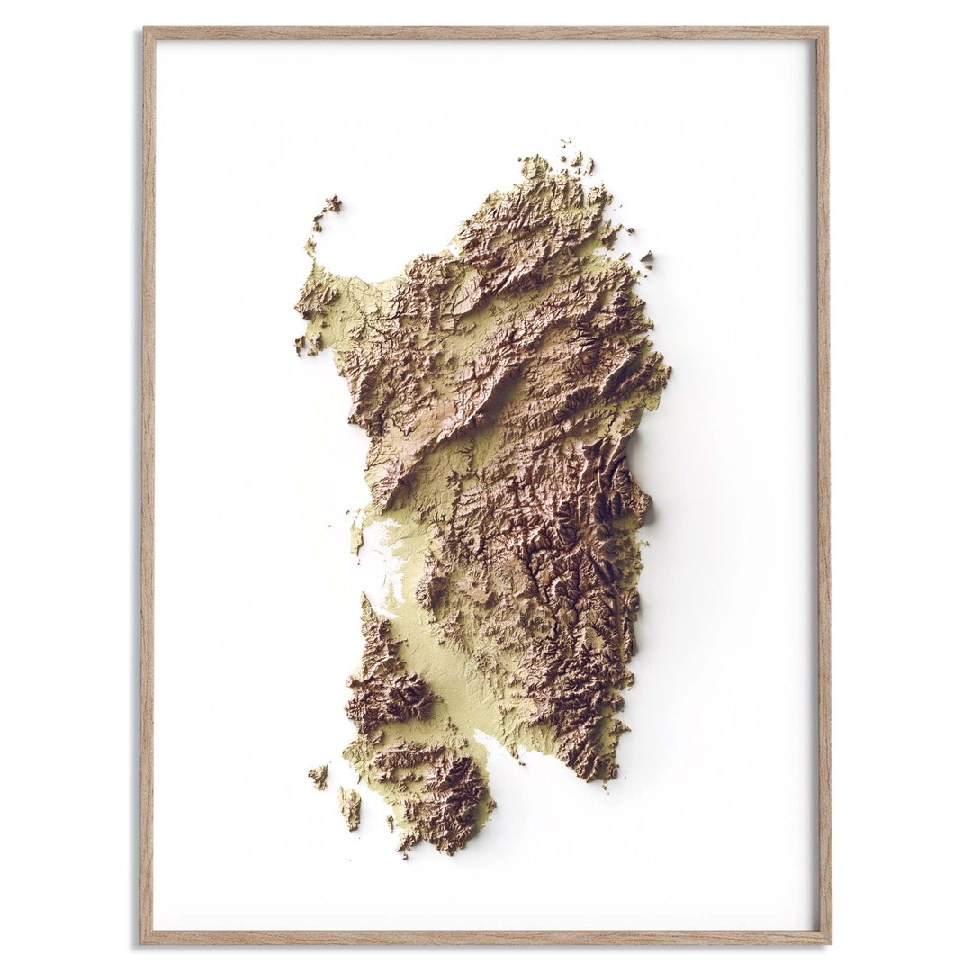 Sardinia (italy) Elevation Map - Geo Edition - Modern Flat Shaded ...