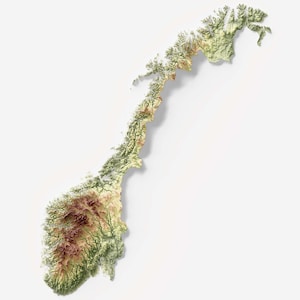 Norway Elevation Map - Geo Edition - Modern Flat Shaded Relief Print ...