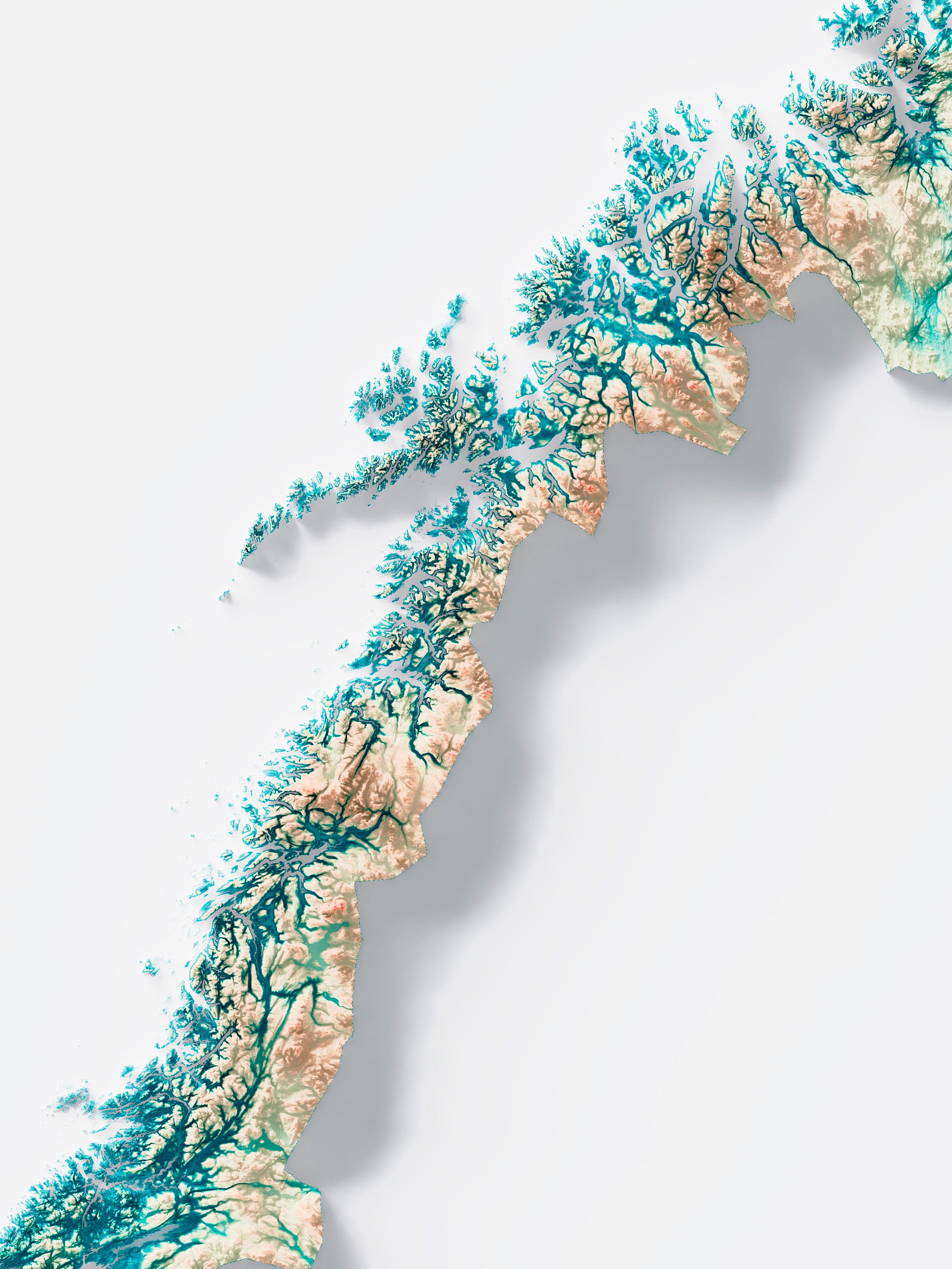 Norway Elevation Map spectral 2D Poster Shaded Relief Map, Fine Art Wall Decor, Travel Poster - Etsy