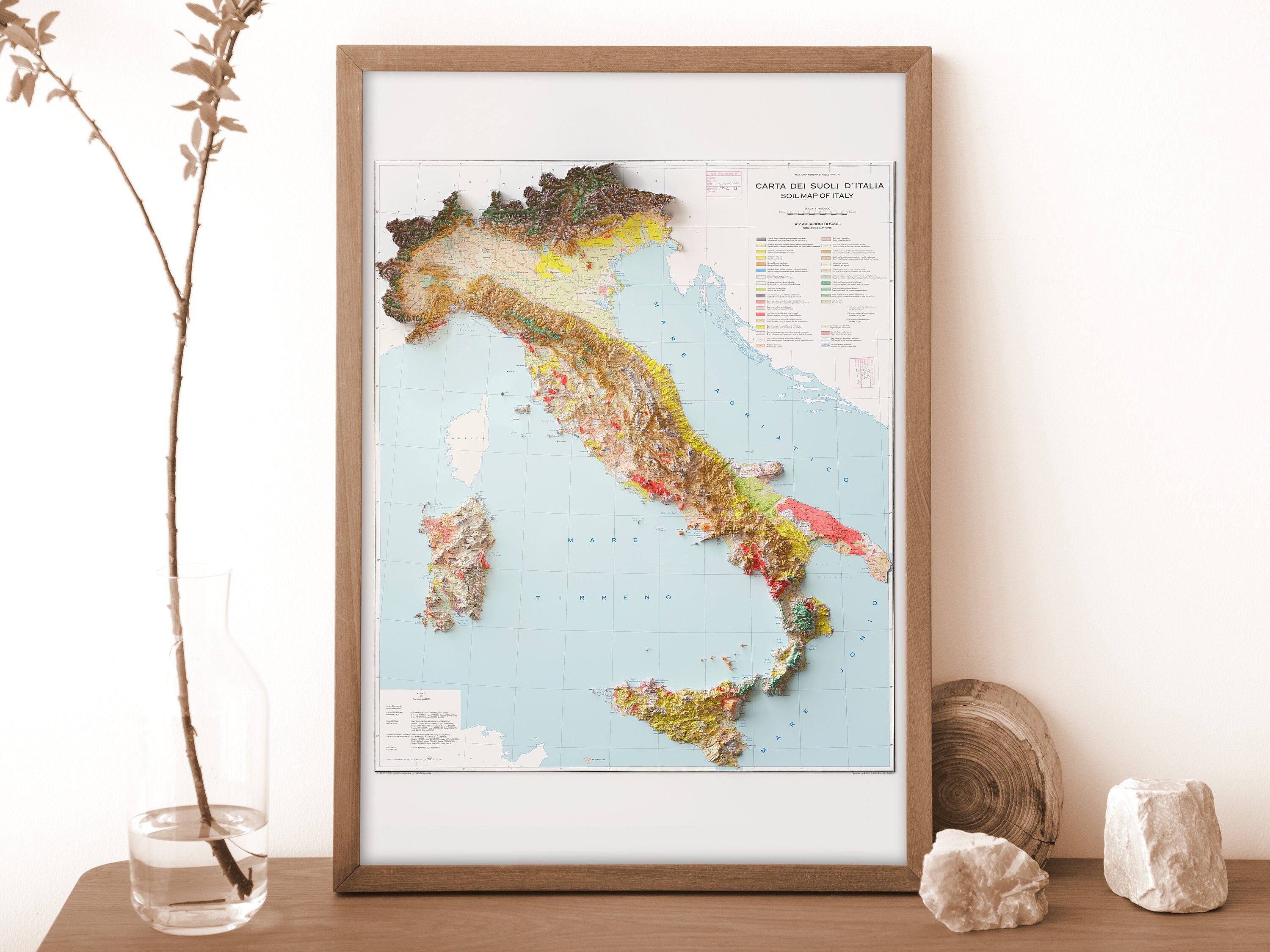 Italy Soil Map of 1966 2D Poster Shaded Relief Map Fine Art - Etsy