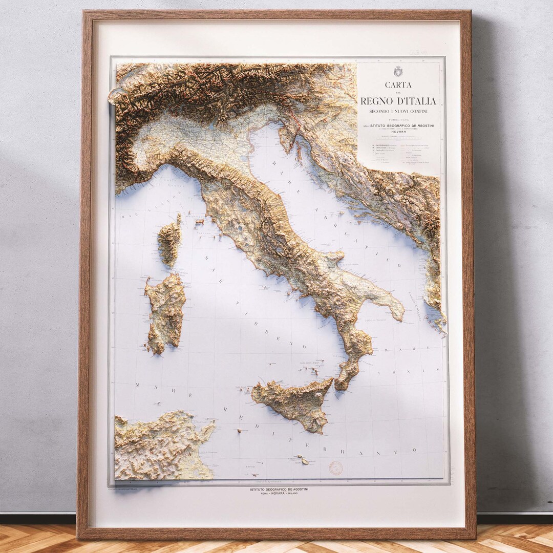 Italy Topographic Map of 1922 - WAREHOUSE - 60x45 Cm Matte Museum Paper ...