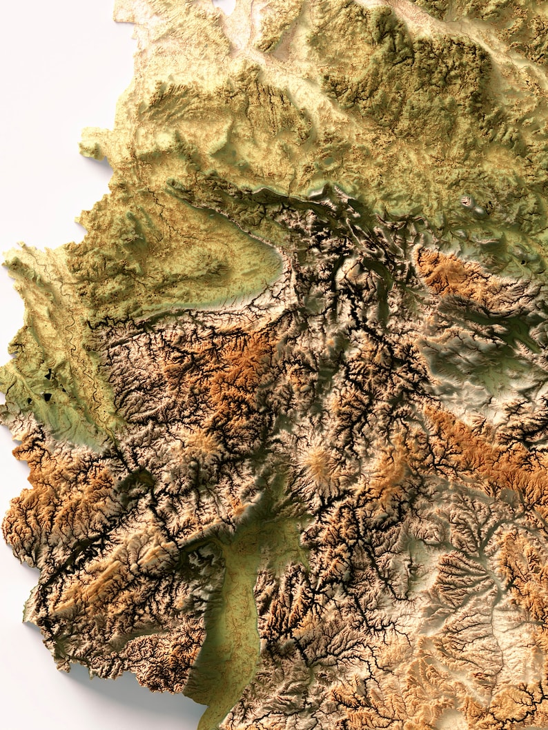 Germany Elevation Tint Geo Shaded Relief Map Fine Art - Etsy