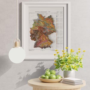 Germany Soil Map of 1995 - 2D Poster Shaded Relief Map, Fine Art Wall ...
