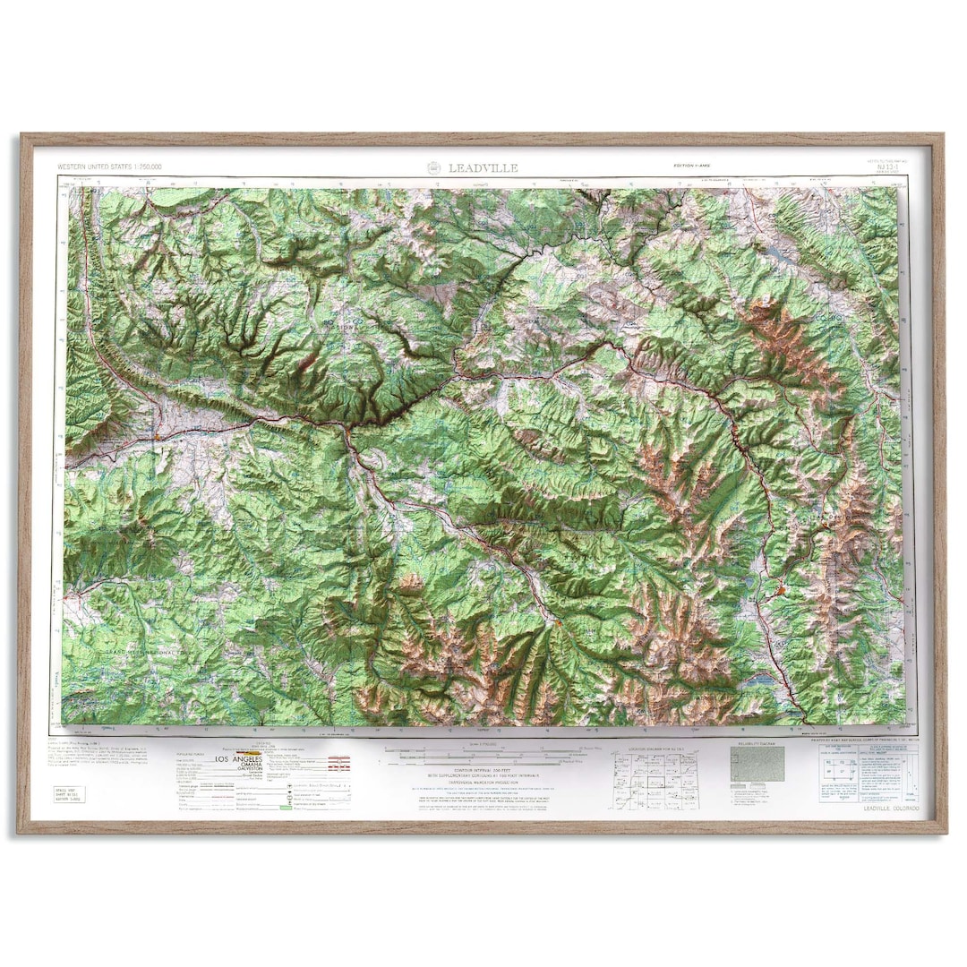 Mt Elbert (colorado, USA) Topographic Map of 1959 - 2D Poster Shaded ...