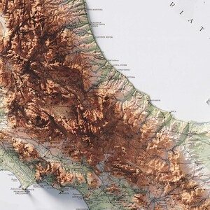 Rome (italy) Topographic Map of 1931 - 2D Poster Shaded Relief Map ...