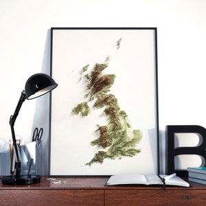 United Kingdom Elevation Map - Geo Edition - Modern Flat Shaded Relief ...