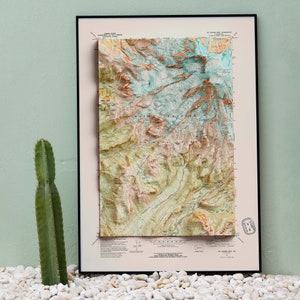 Mt Rainier (washington, USA) Topographic Map of 1971 - 2D Poster Shaded ...