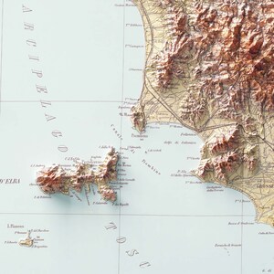 Tuscany (italy) 1935 Topographic Map: Vintage Flat Shaded Relief Print ...