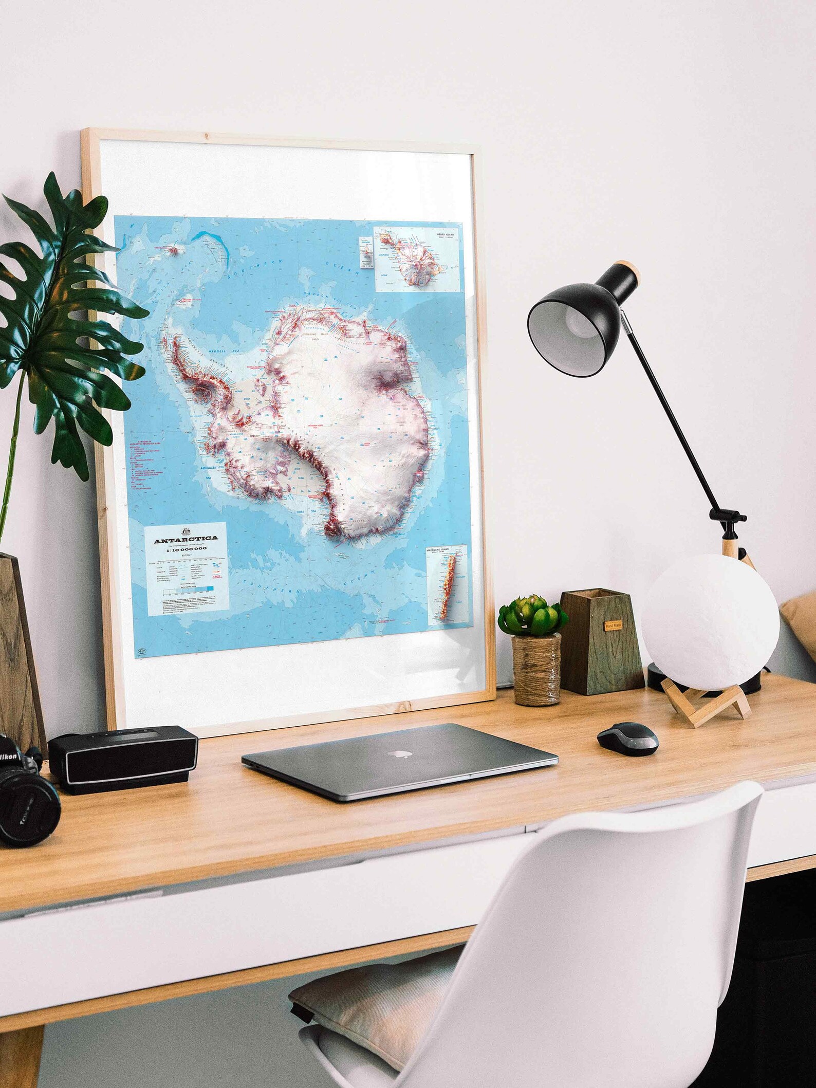 Antarctica Topographic Map of 1986 2D Poster Shaded Relief Map, Fine ...
