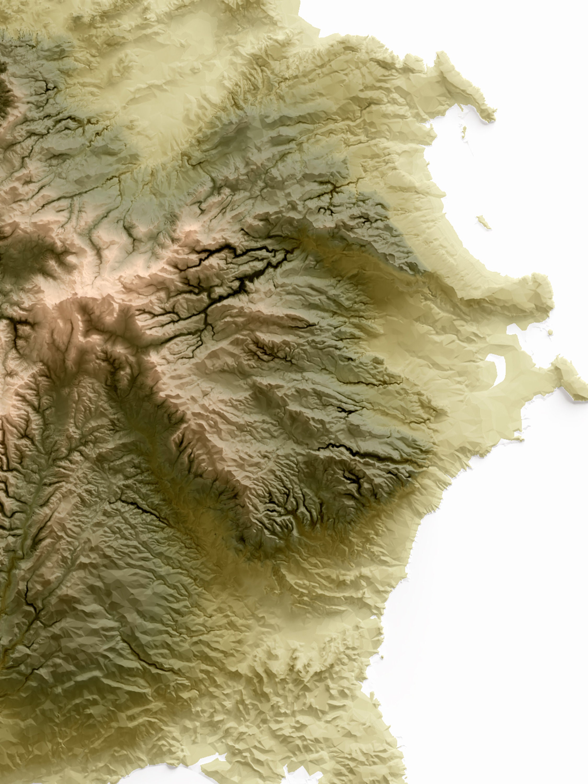 Sicily, Italy Elevation Map Geo 2D Poster Shaded Relief Map, Fine Art ...