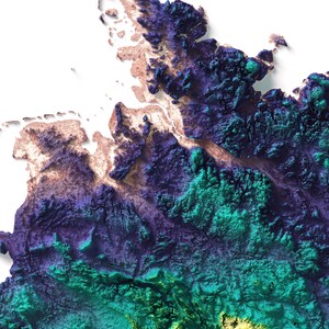 Germany Elevation Map viridis 2D Poster Shaded Relief Map, Fine Art ...
